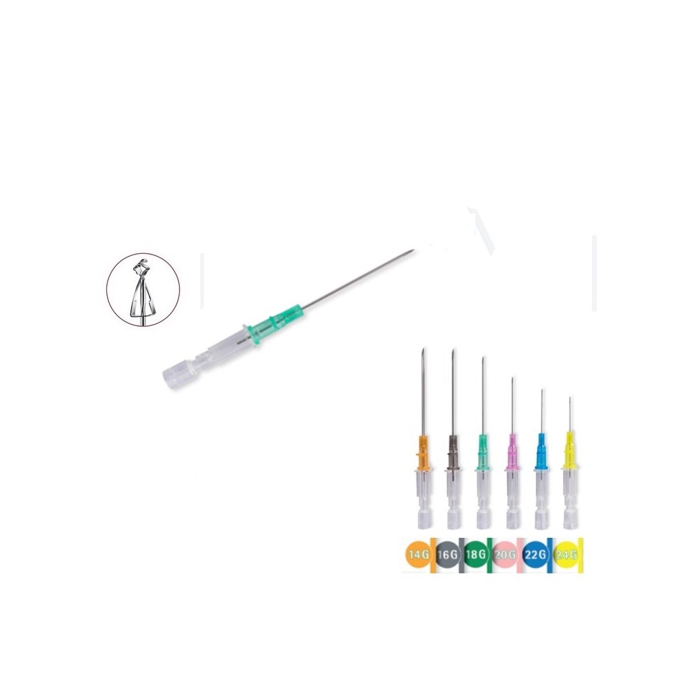 cateter iv de seguridad recto 18g 2 13mmx45mm verde introc