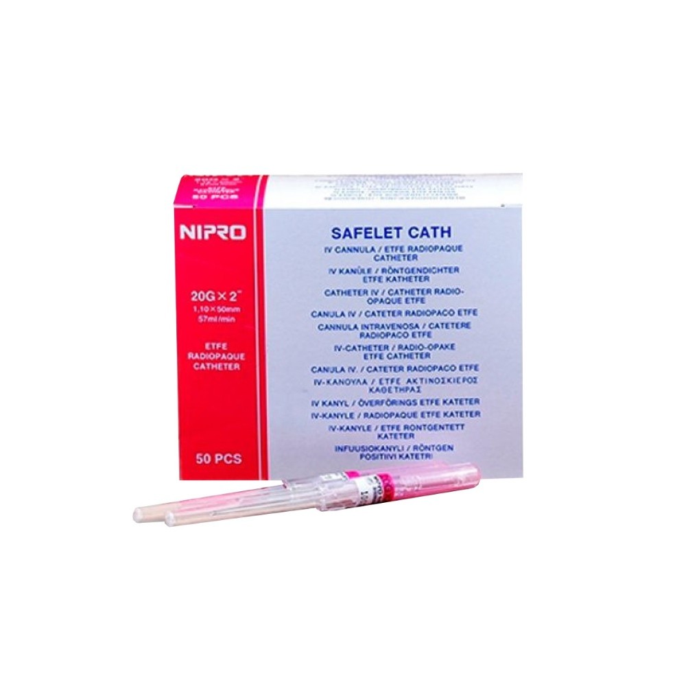 cateter iv periferico recto 20g 2 09mmx50mm rosa nipro pa